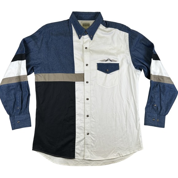 Shirts | Vintage Western Shirt Mens Large Western Colorblock Button Up ...